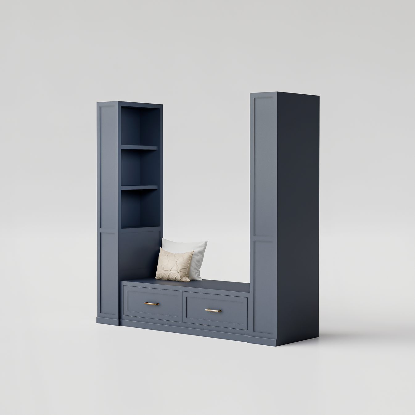 Custom Reading Nook with Front Drawers and Two Bookshelves: Your Cozy ...