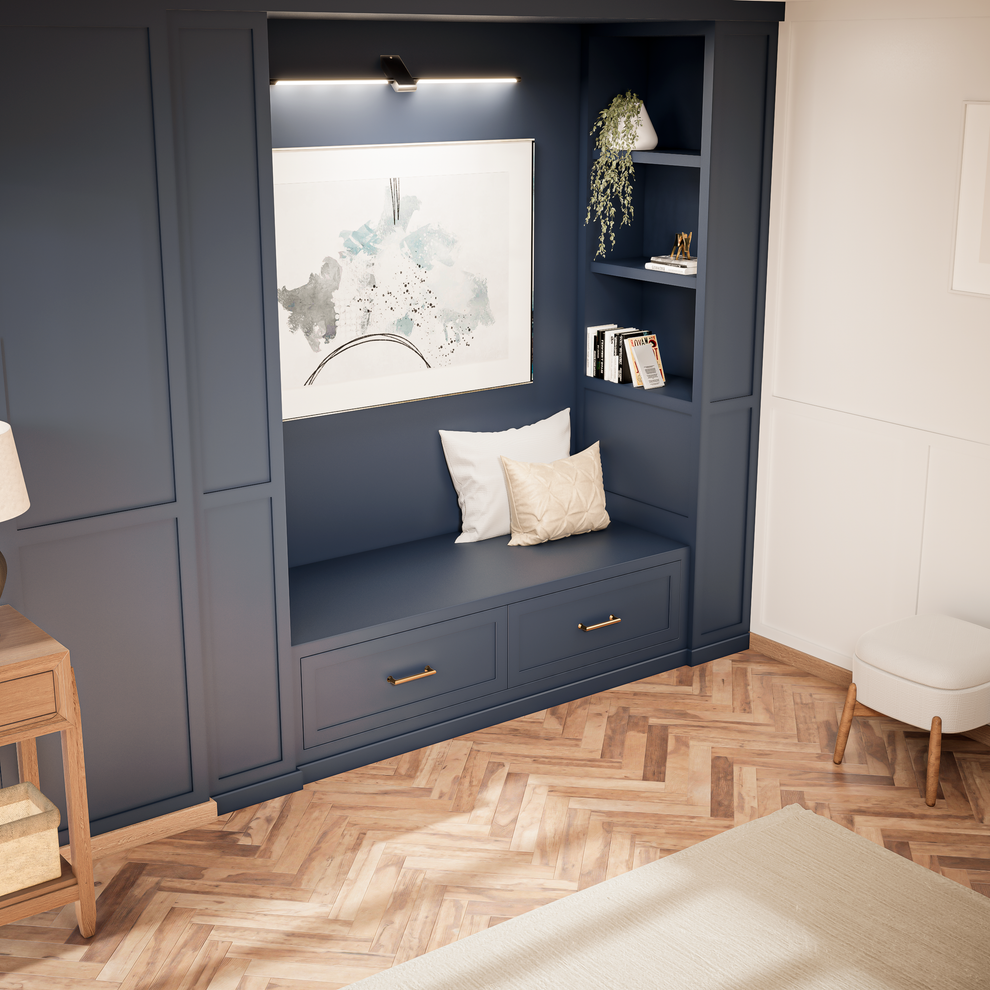 Custom Reading Nook with Front Drawers and Two Bookshelves: Your Cozy ...