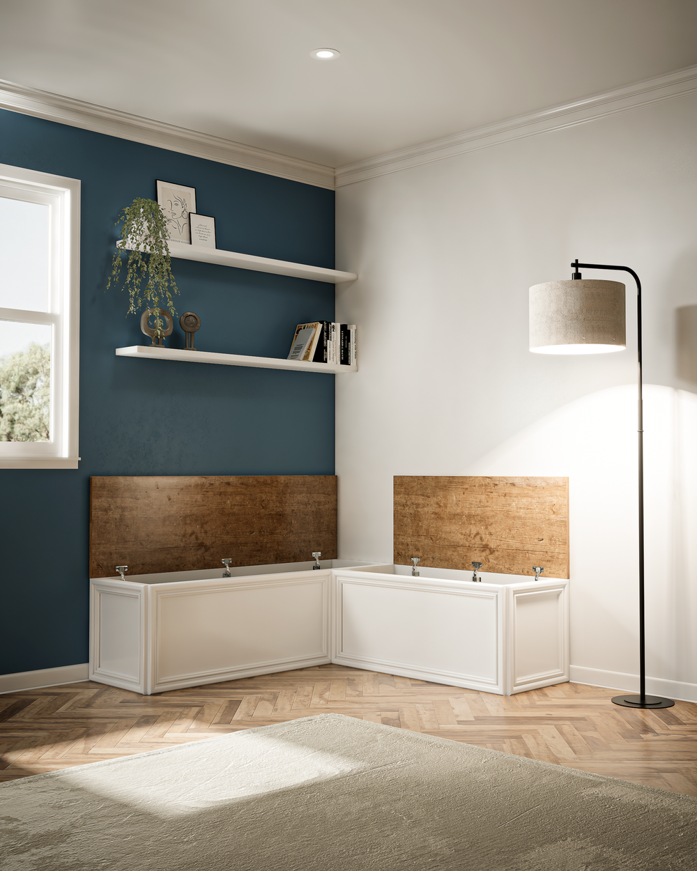 Custom Chevron Corner Bench | Made-to-Order Kitchen Seating