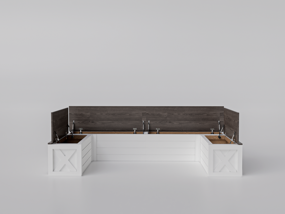 Custom U-Shaped Shiplap Bench with Storage | MyCornerBench