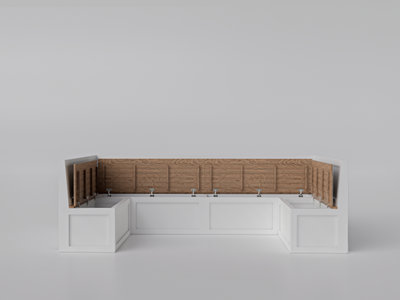 Custom Shaker U-Shaped Bench with Storage | MyCornerBench