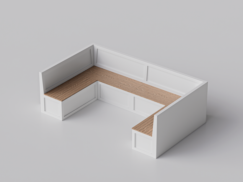 Shaker Style U bench with Storage – MyCornerBench