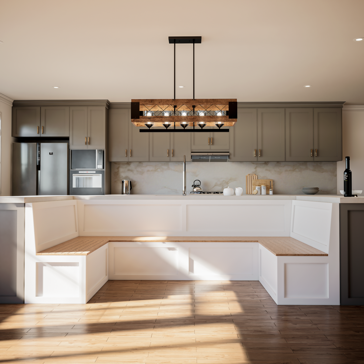 Custom Shaker U-Shaped Bench with Storage | MyCornerBench