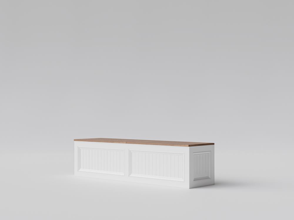 Custom Farmhouse Straight Bench with Storage | MyCornerBench