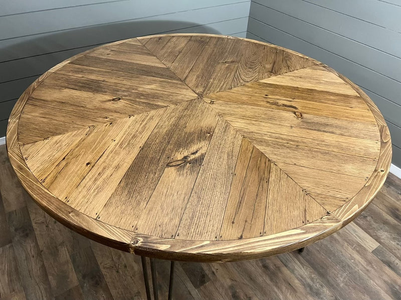 Herringbone Round Dining Table | Fixed Size | MyCornerBench